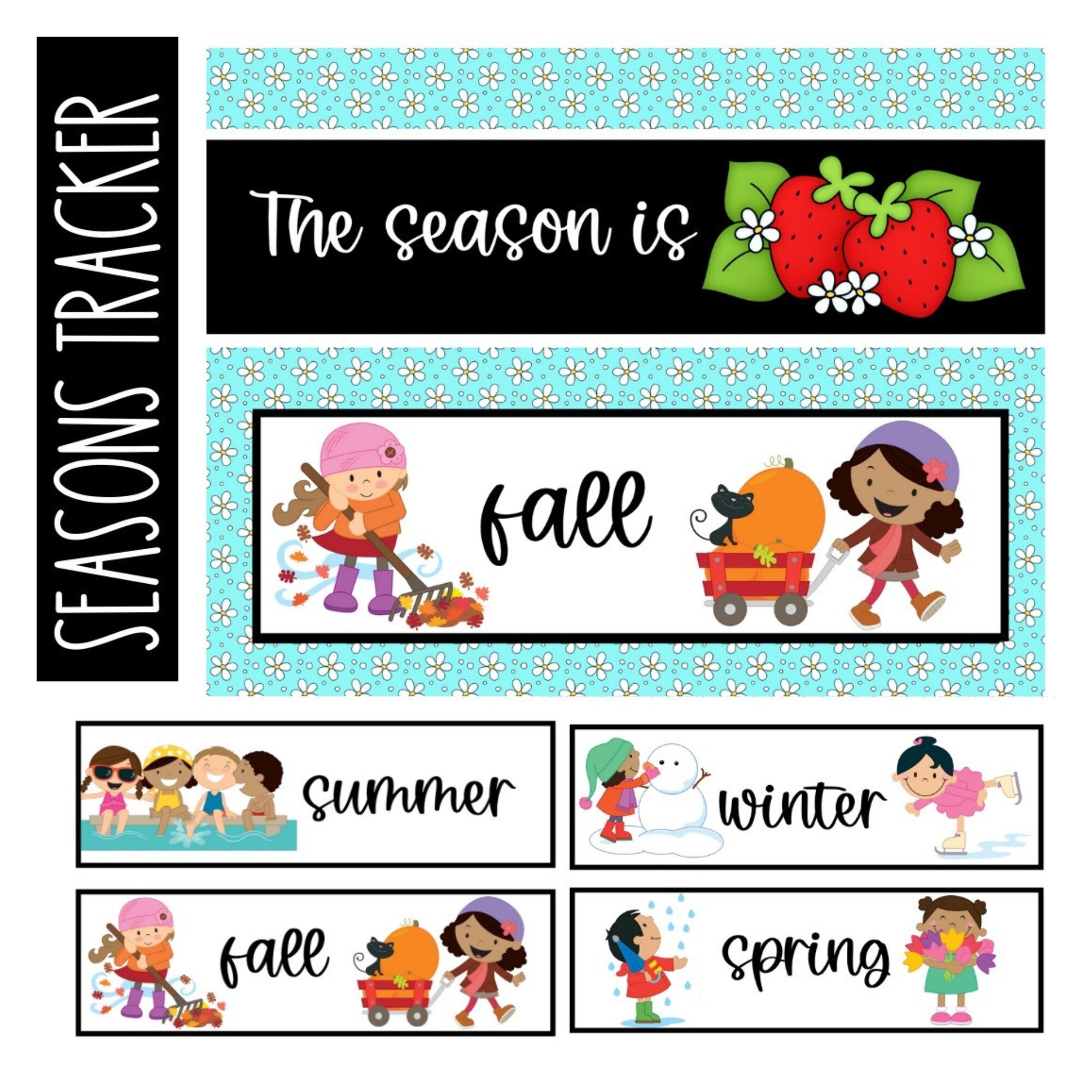 Berry Sweet Classroom Calendar With Weather Chart, Seasons Chart and ...