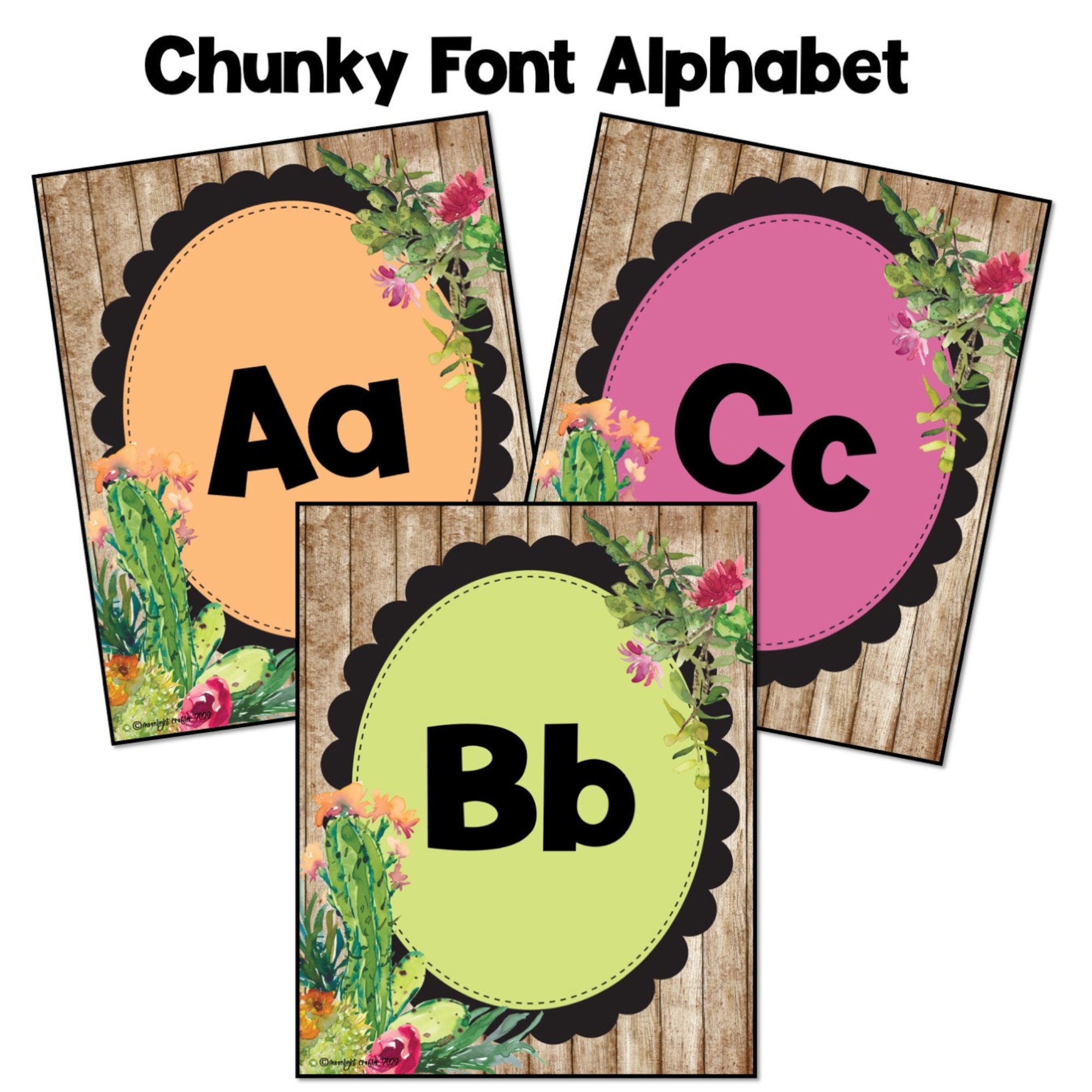 Watercolor Succulents Alphabet Posters | Ready to Print and EDITABLE - Etsy