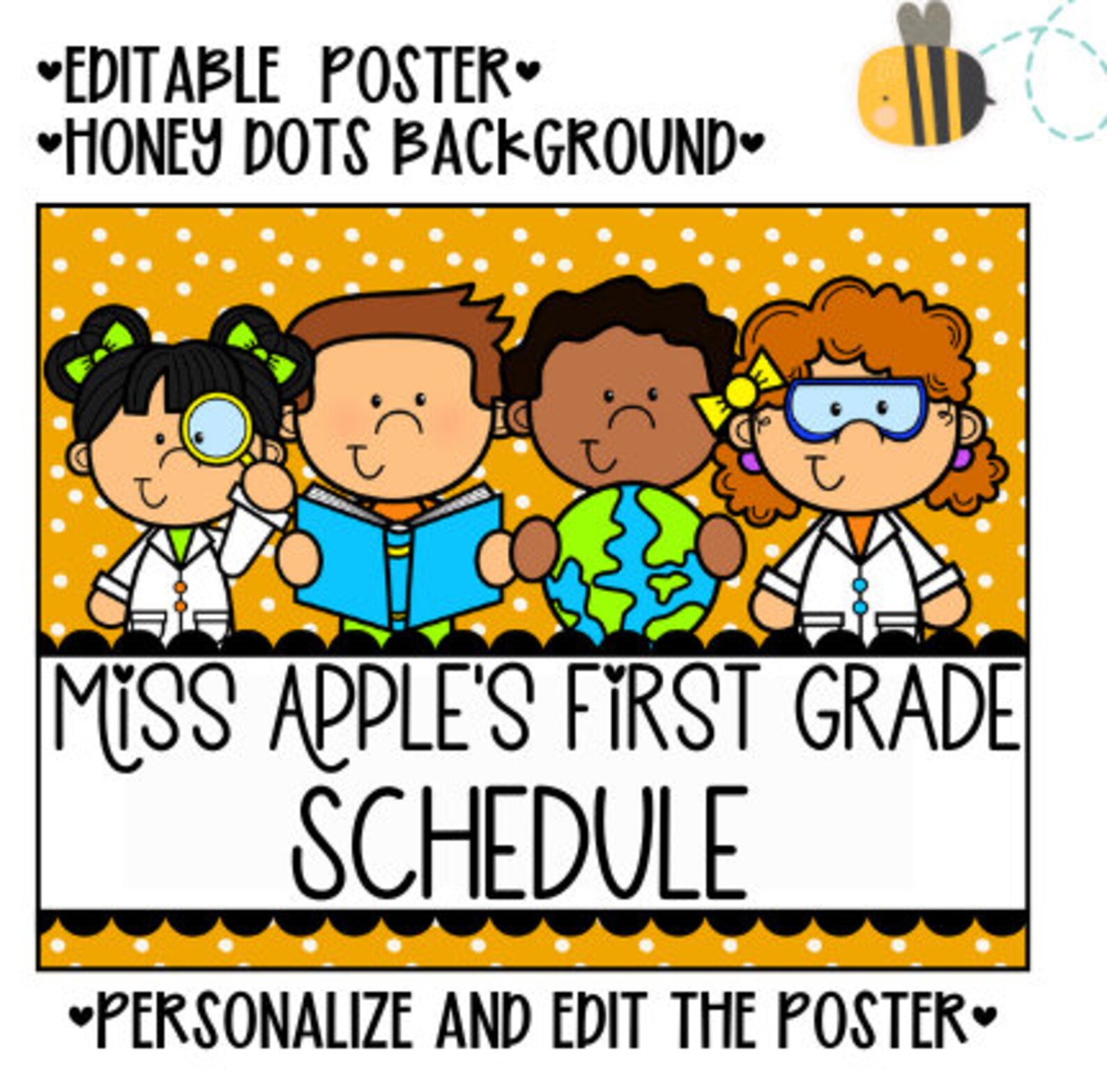 Boho Honey Bees EDITABLE Picture Schedule With Time Cards - Etsy