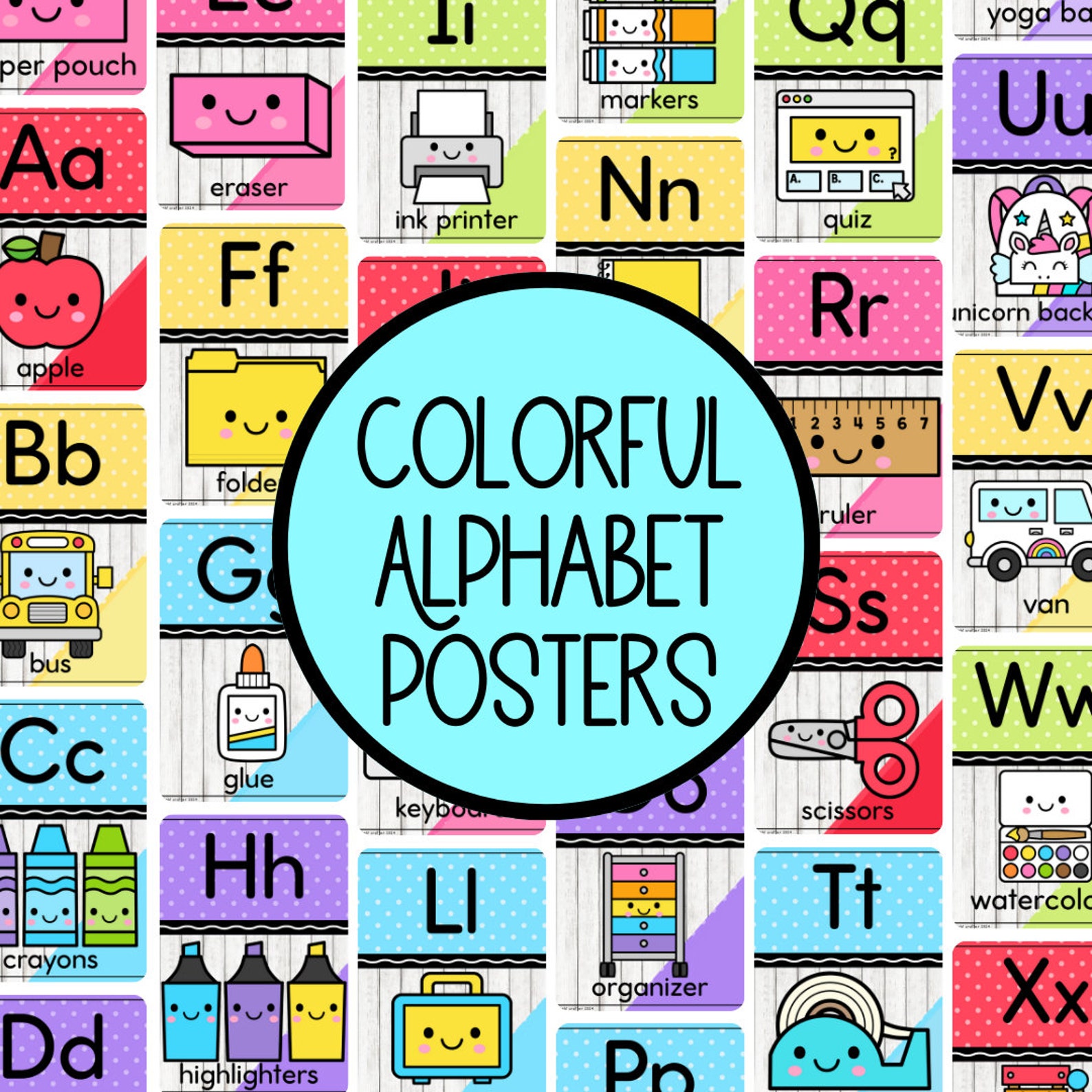 Cute Classroom Alphabet Posters-polka Dot Classroom Decor - Etsy