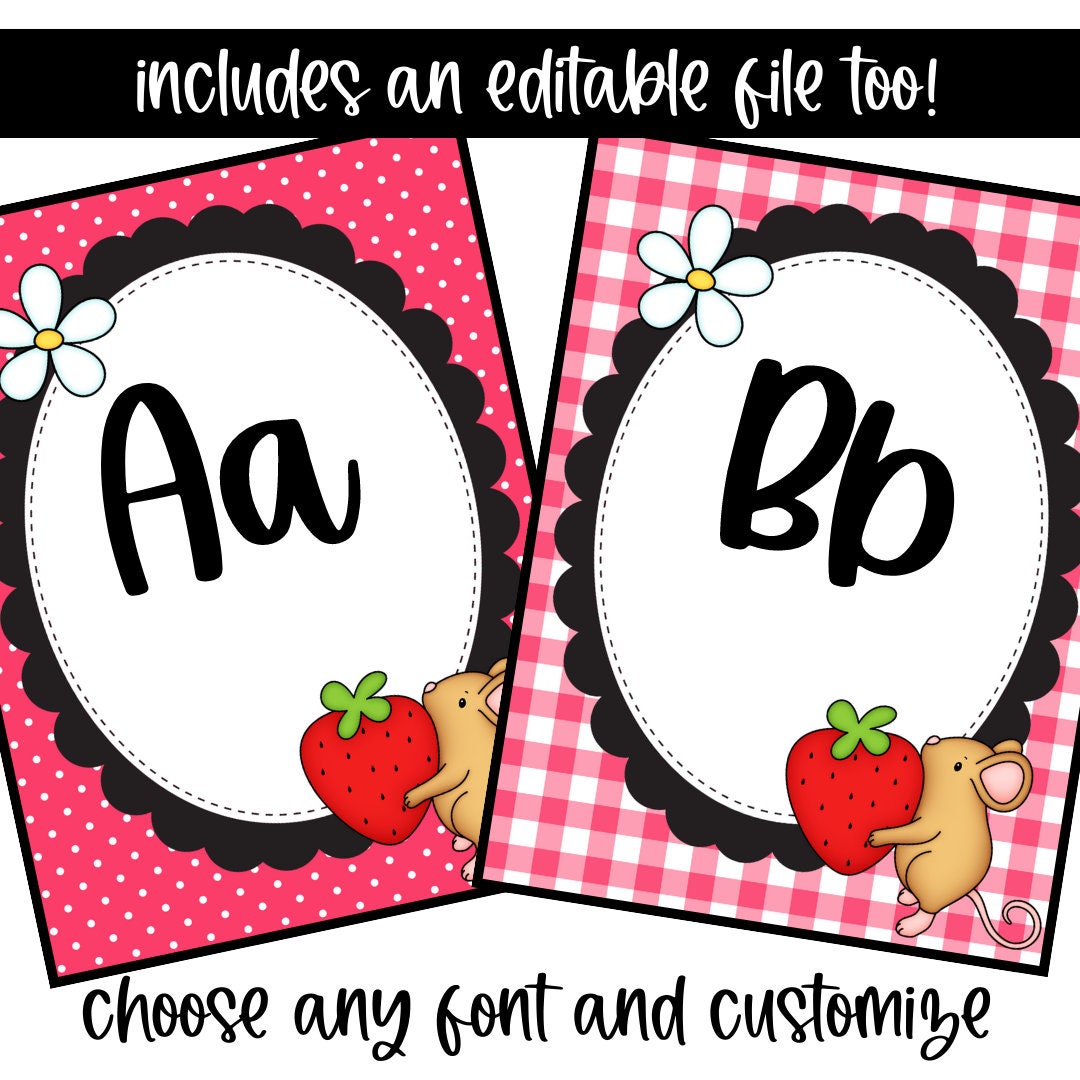 Berry Sweet Classroom Alphabet Posters | EDITABLE - Etsy