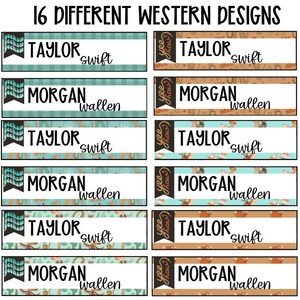 Cowboy and Cowgirl Western Name Tags EDITABLE in CANVA and Powerpoint ...