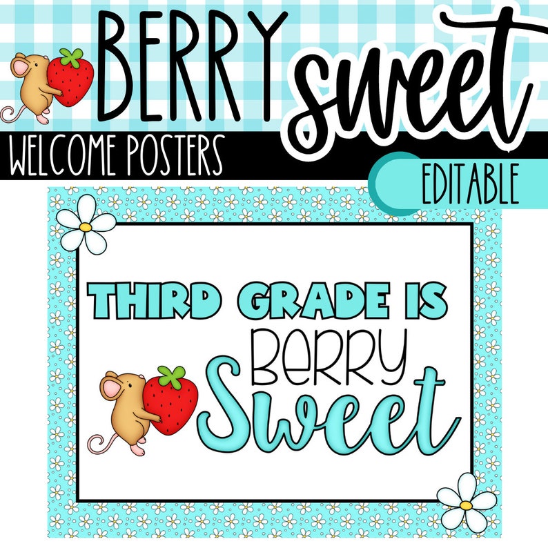 Berry Sweet Strawberry Classroom Decor Set ONE With EDITABLE Elements ...