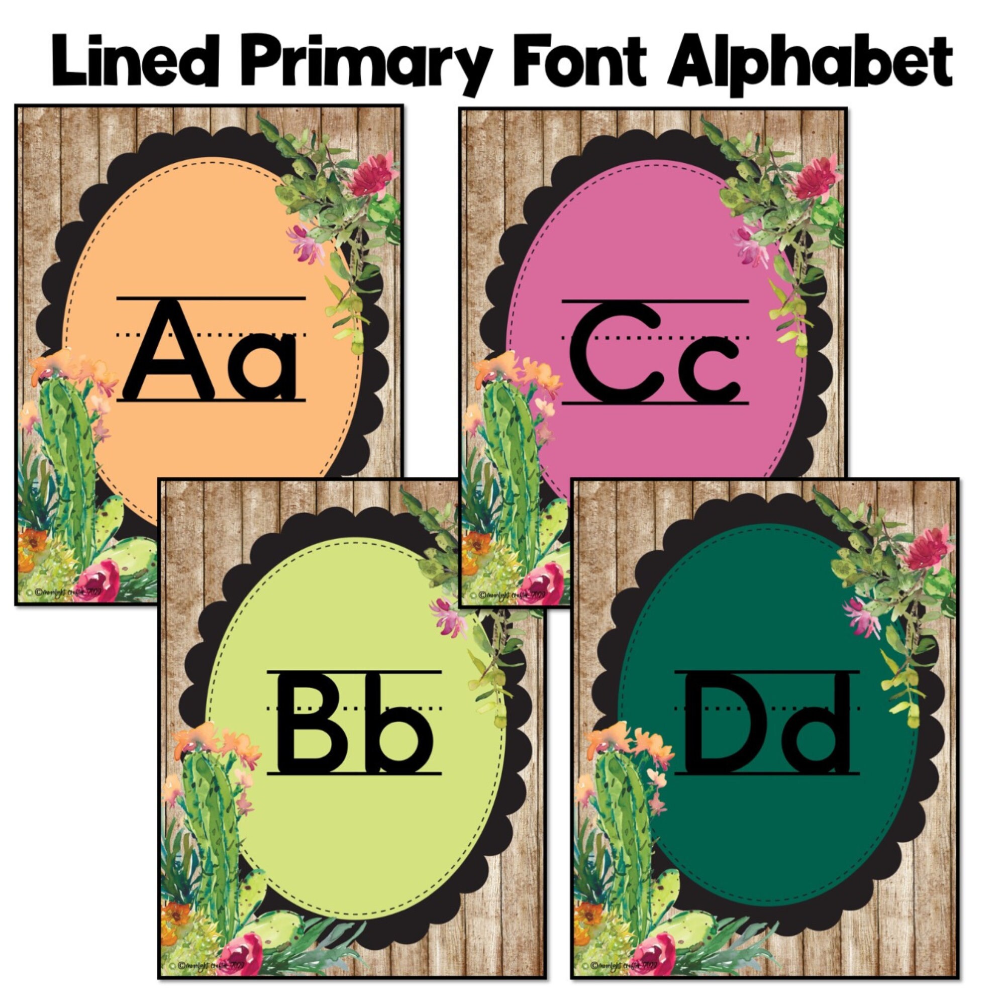 Watercolor Succulents Alphabet Posters | Ready to Print and EDITABLE - Etsy