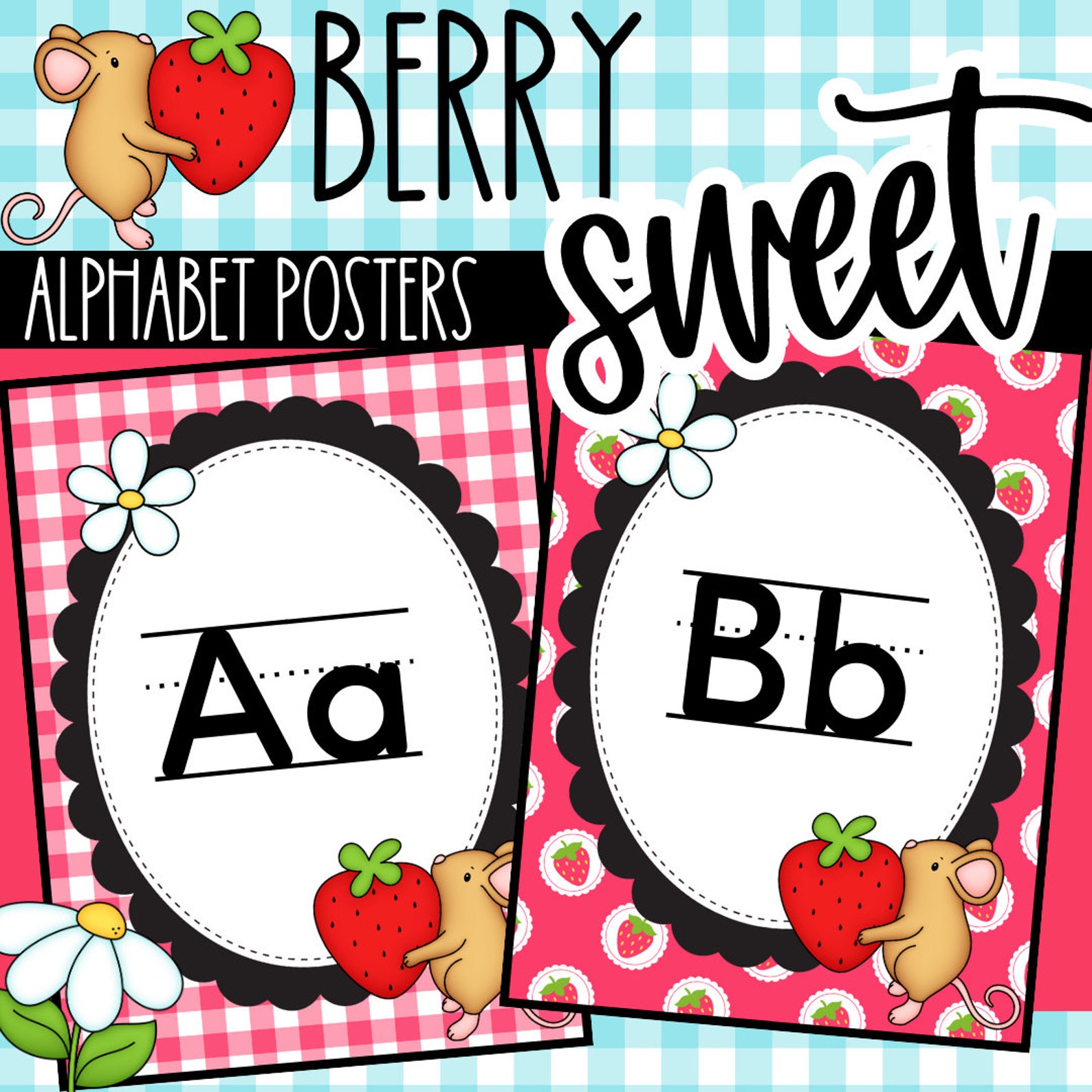 Berry Sweet Classroom Alphabet Posters | EDITABLE - Etsy
