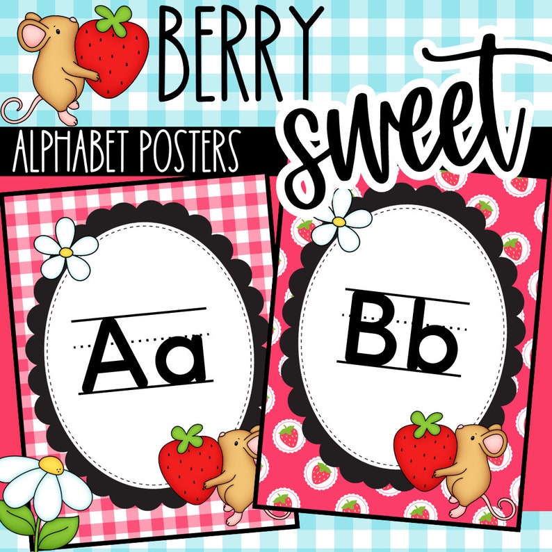 Berry Sweet Classroom Alphabet Posters | EDITABLE - Etsy