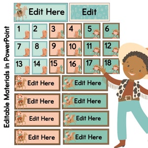 Cowboys and Cactus EDITABLE and Ready to Print Classroom Calendar Set ...