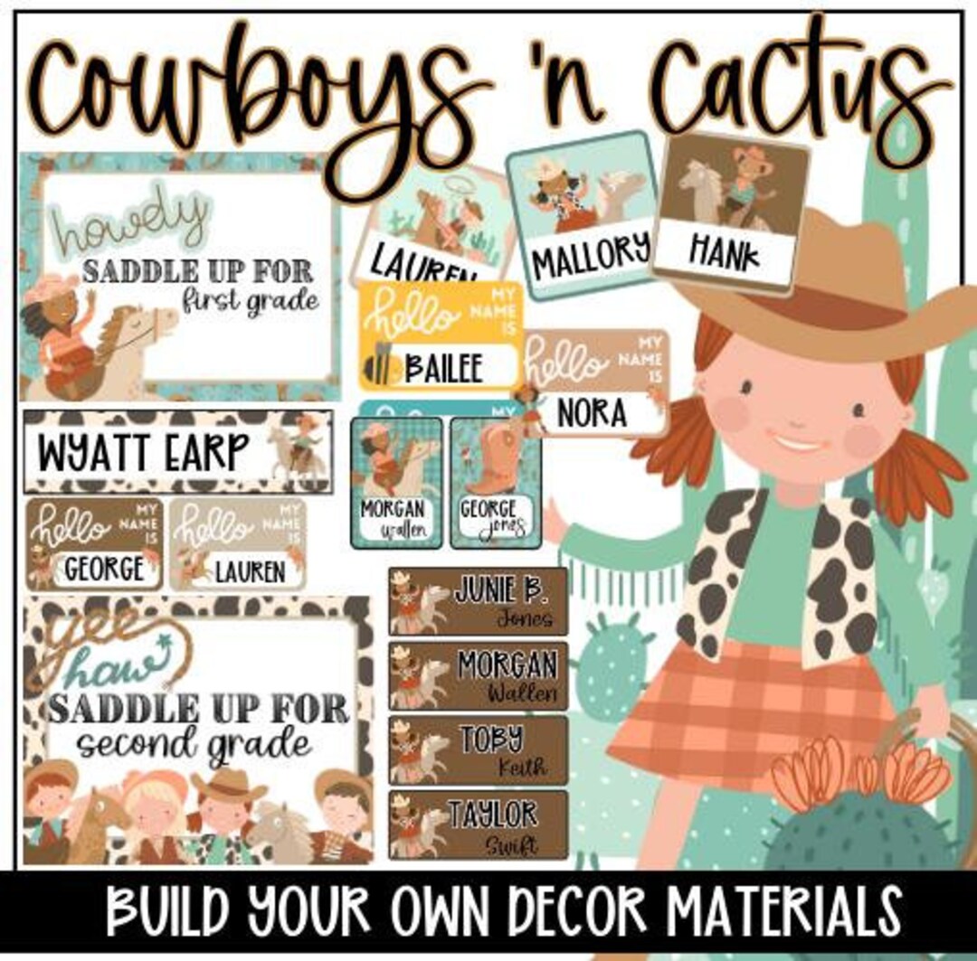 Cowboys and Cactus Western EDITABLE Decor Bundle | Build Your Own Decor ...