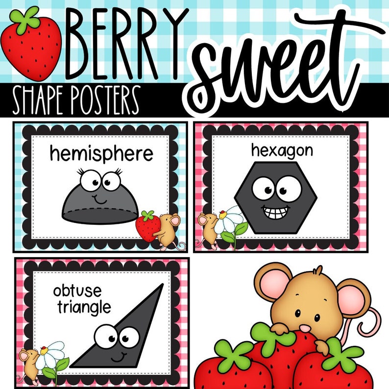 2D and 3D Shape Posters and Shape Mats | EDITABLE Berry Sweet Theme - Etsy
