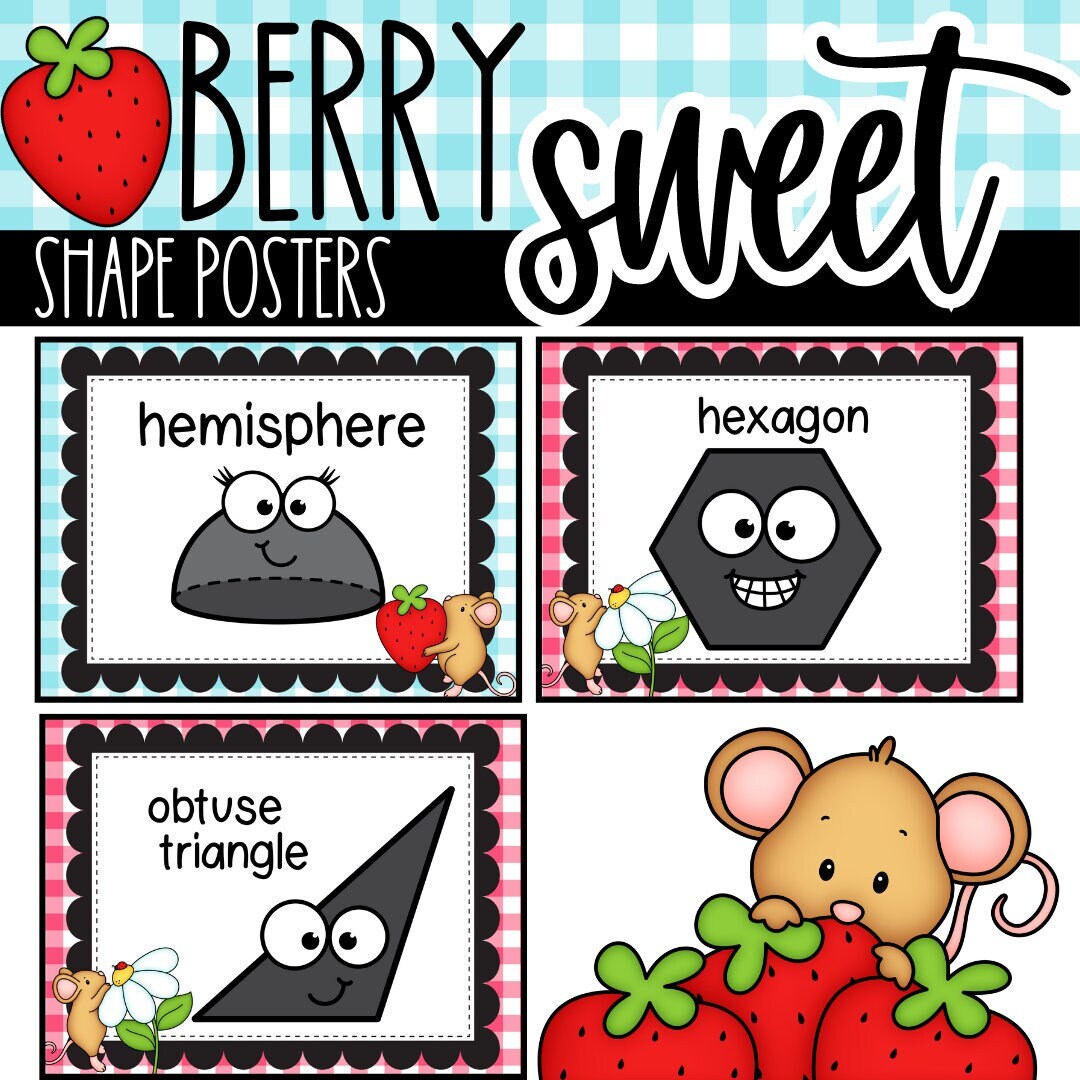 2D and 3D Shape Posters and Shape Mats | EDITABLE Berry Sweet Theme - Etsy