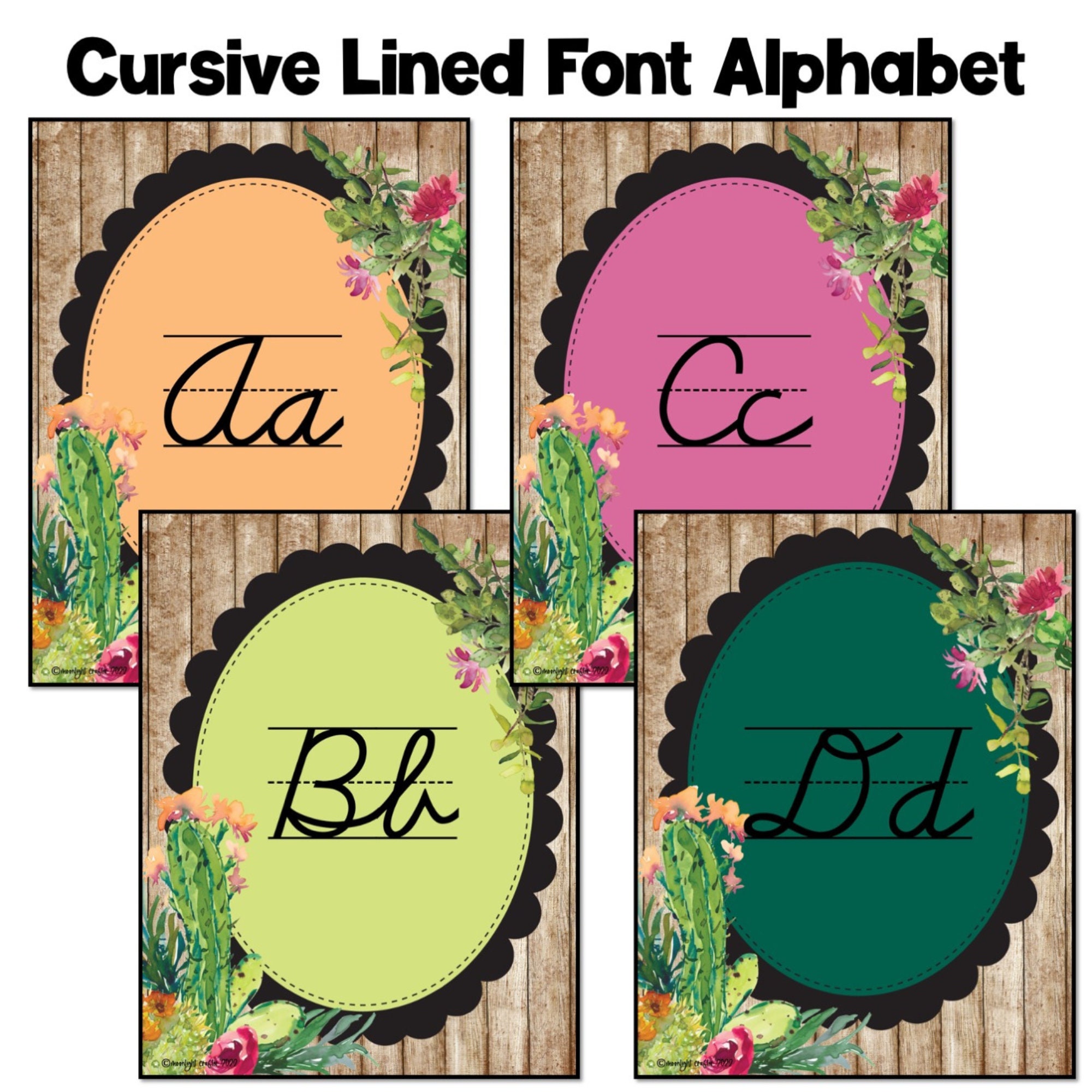 Watercolor Succulents Alphabet Posters | Ready to Print and EDITABLE - Etsy