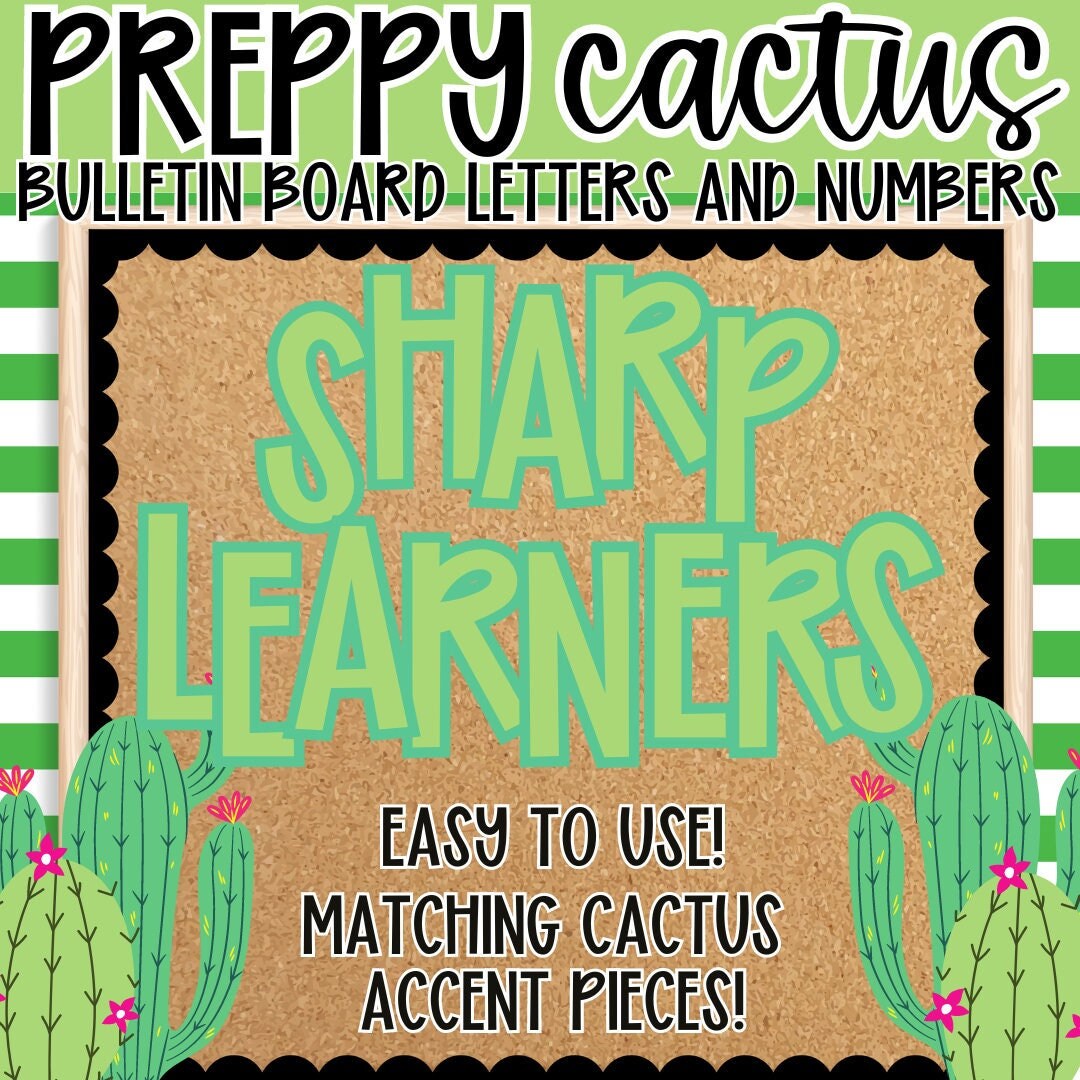 Bulletin Board Letters and Numbers Succulent and Cactus Colors - Etsy