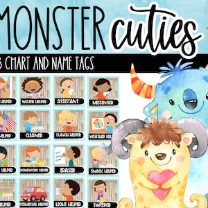 Monster Cuties Classroom Helpers/job Chart With EDITABLE Name Cards ...