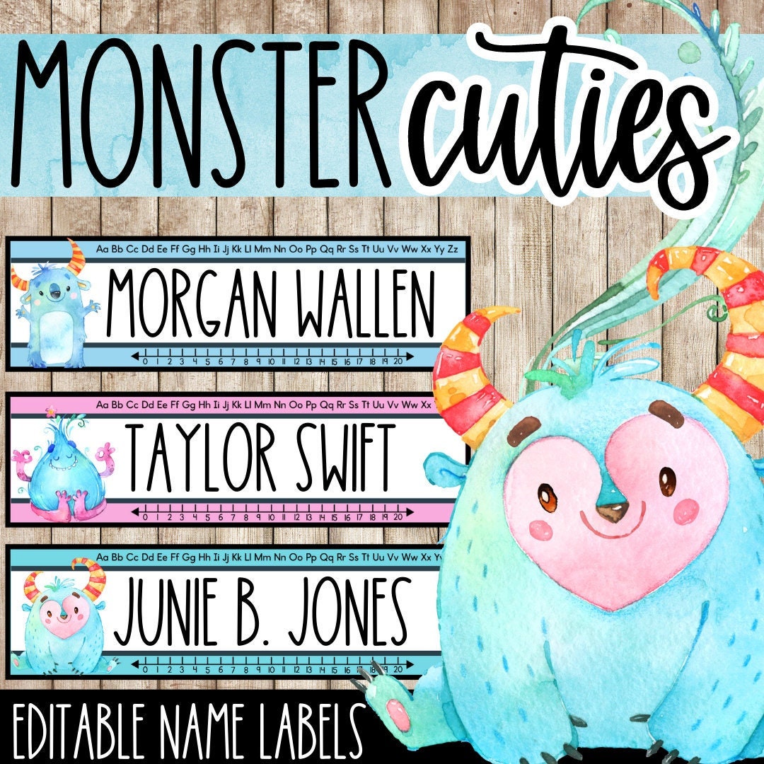 Monster Cuties Editable Name Labels - Etsy