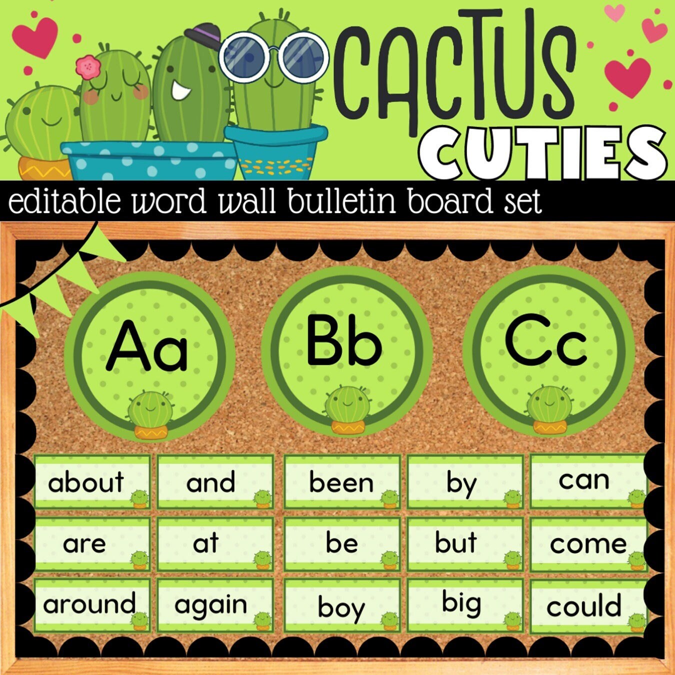 Cactus Cuties Word Wall Bulletin Board Set | EDITABLE and Ready to ...