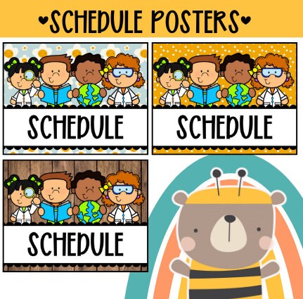 Boho Honey Bees EDITABLE Picture Schedule With Time Cards - Etsy