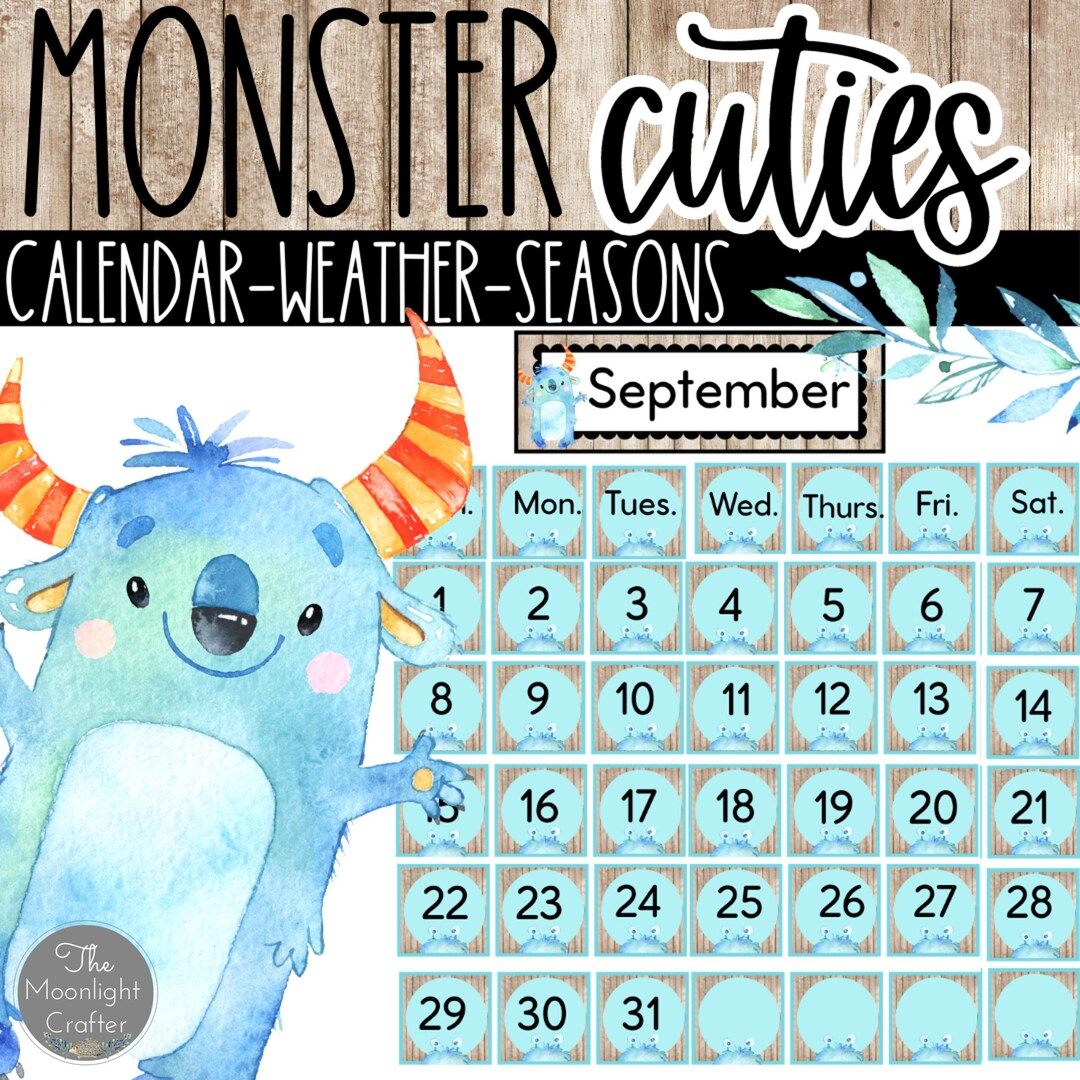 Monster Cuties Classroom Calendar With Weather. Seasons and Days of the ...