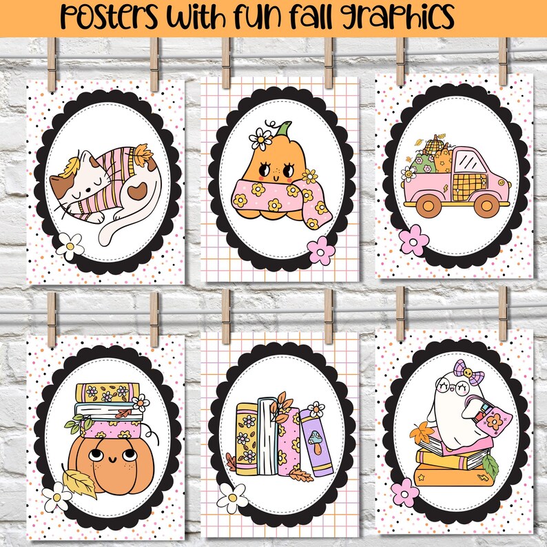 Cute Halloween Posters EDITABLE in CANVA | Cute October Bulletin Board ...