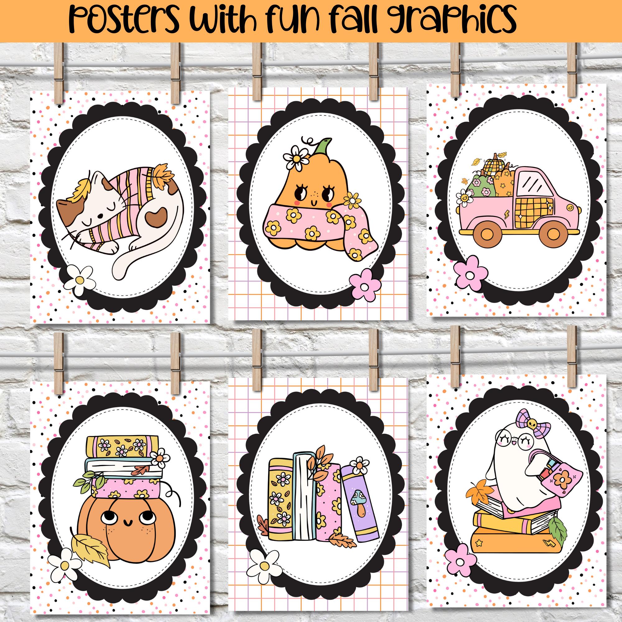 Cute Halloween Posters EDITABLE in CANVA | Cute October Bulletin Board ...