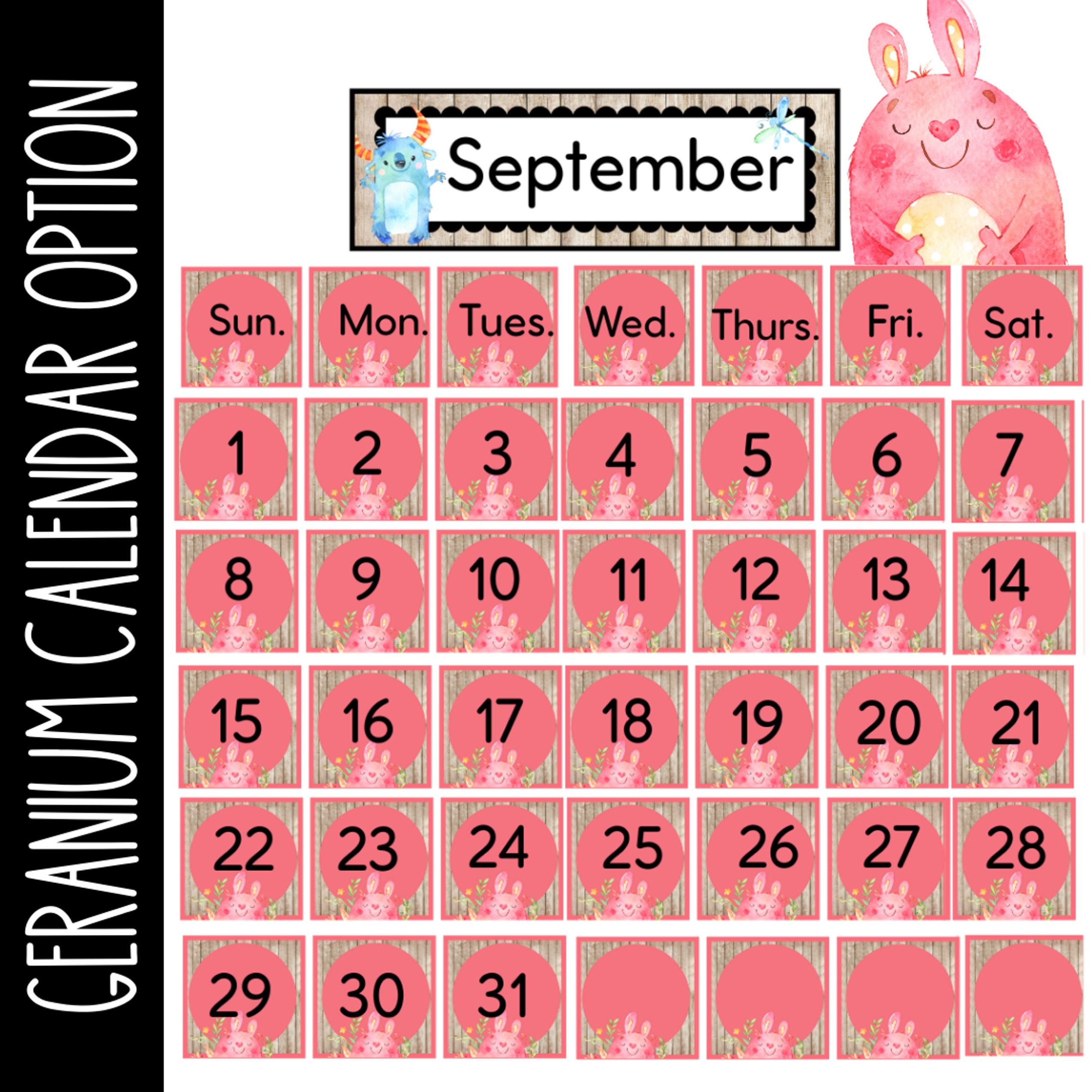 Monster Cuties Classroom Calendar With Weather. Seasons and Days of the ...