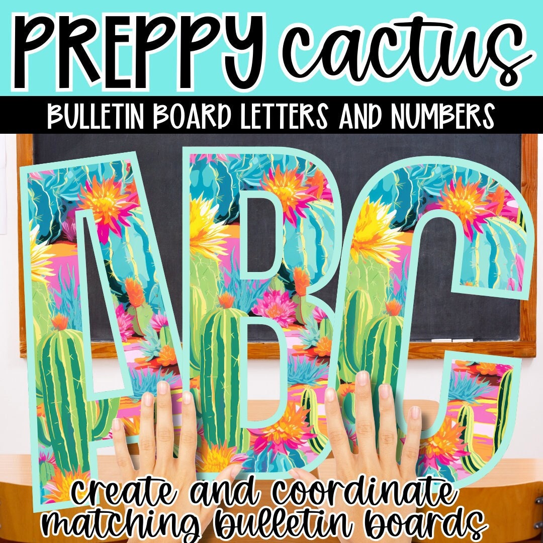 Bulletin Board Letters and Numbers | Preppy Succulent Theme - Etsy