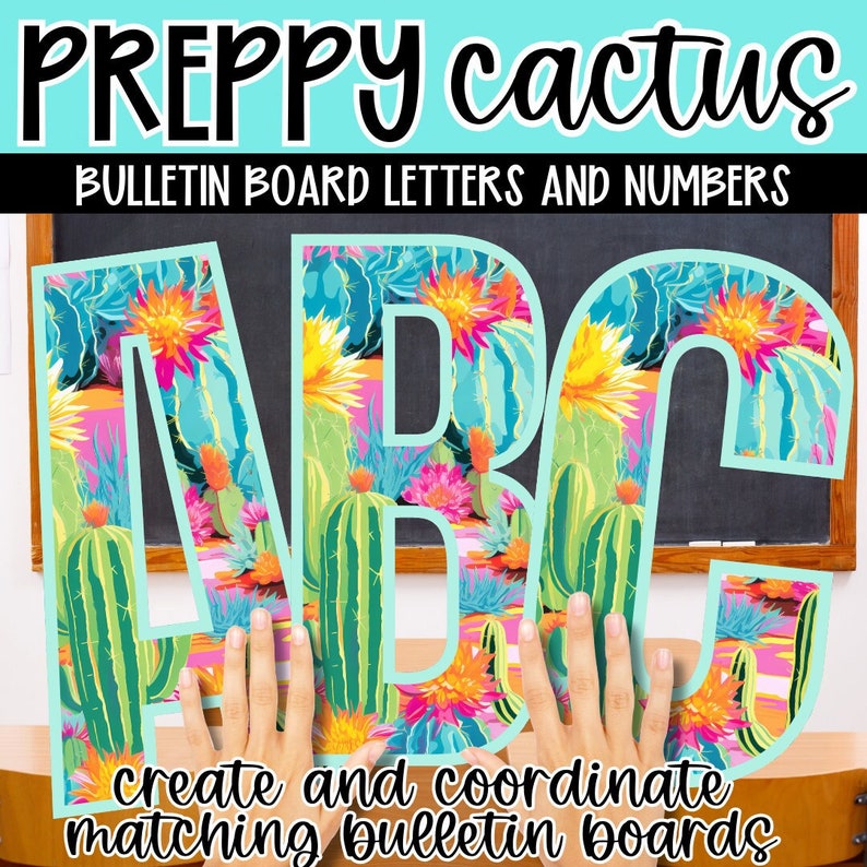 Bulletin Board Letters and Numbers | Preppy Succulent Theme - Etsy