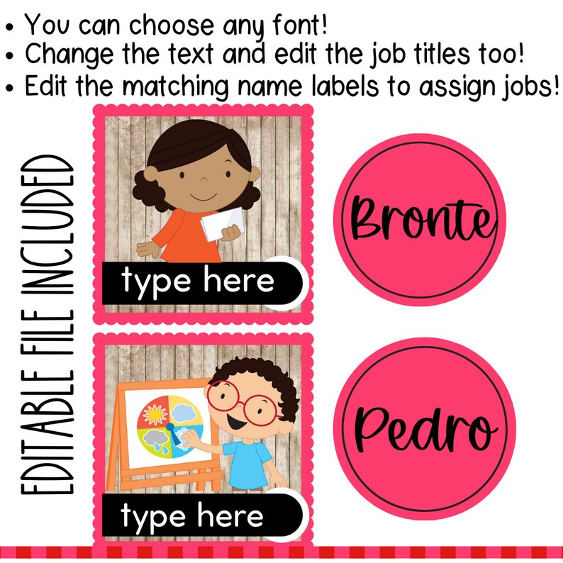 Classroom Helpers | Classroom Job Chart | Berry Sweet Theme EDITABLE - Etsy