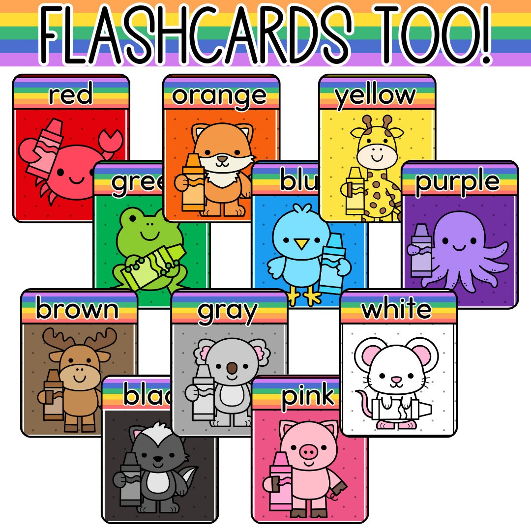 Cute Classroom Color Posters Color Flashcards and Color Mats for ...