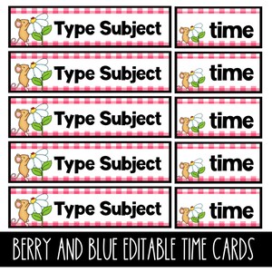 Editable Classroom Schedule Cards Berry Sweet Theme - Etsy