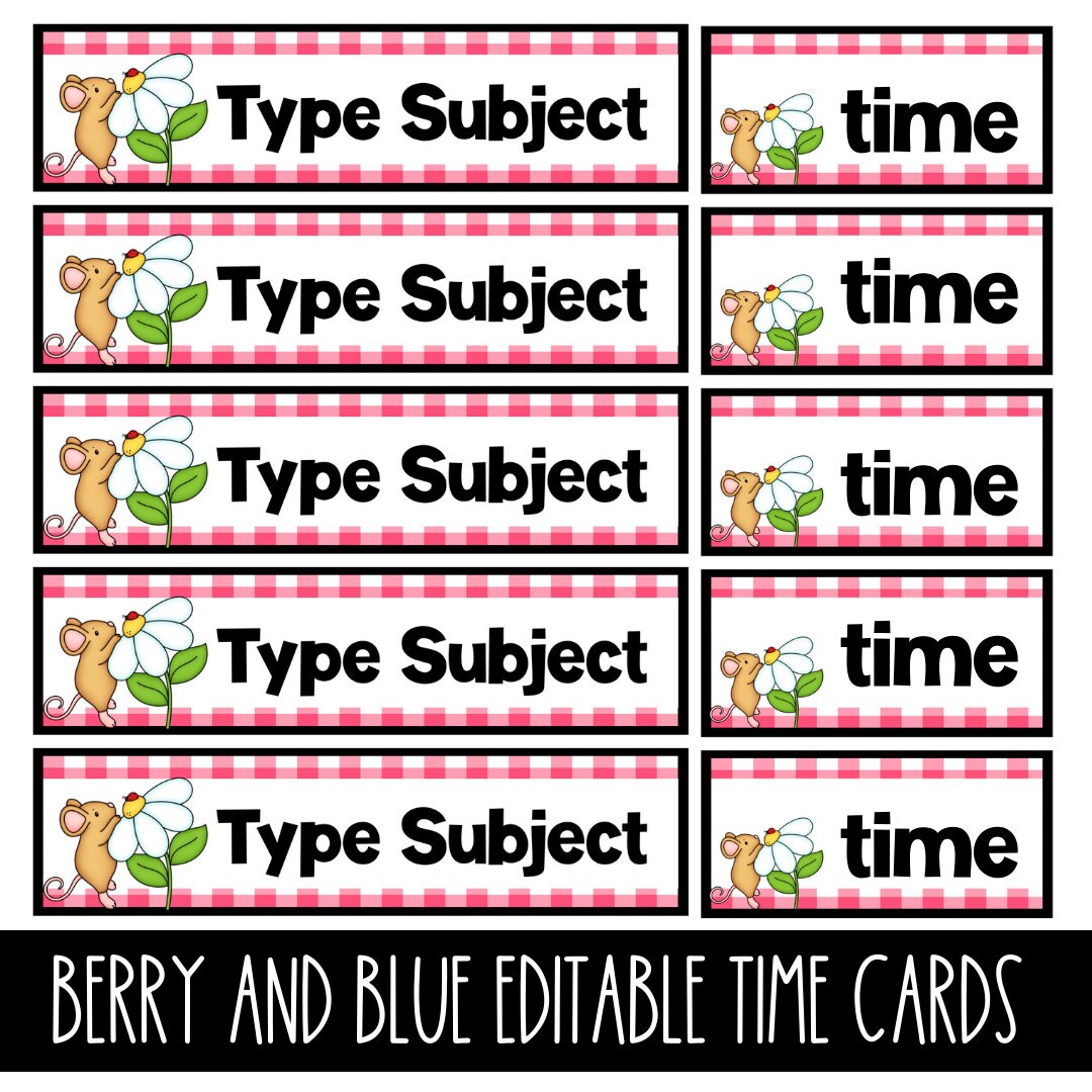 Editable Classroom Schedule Cards Berry Sweet Theme - Etsy