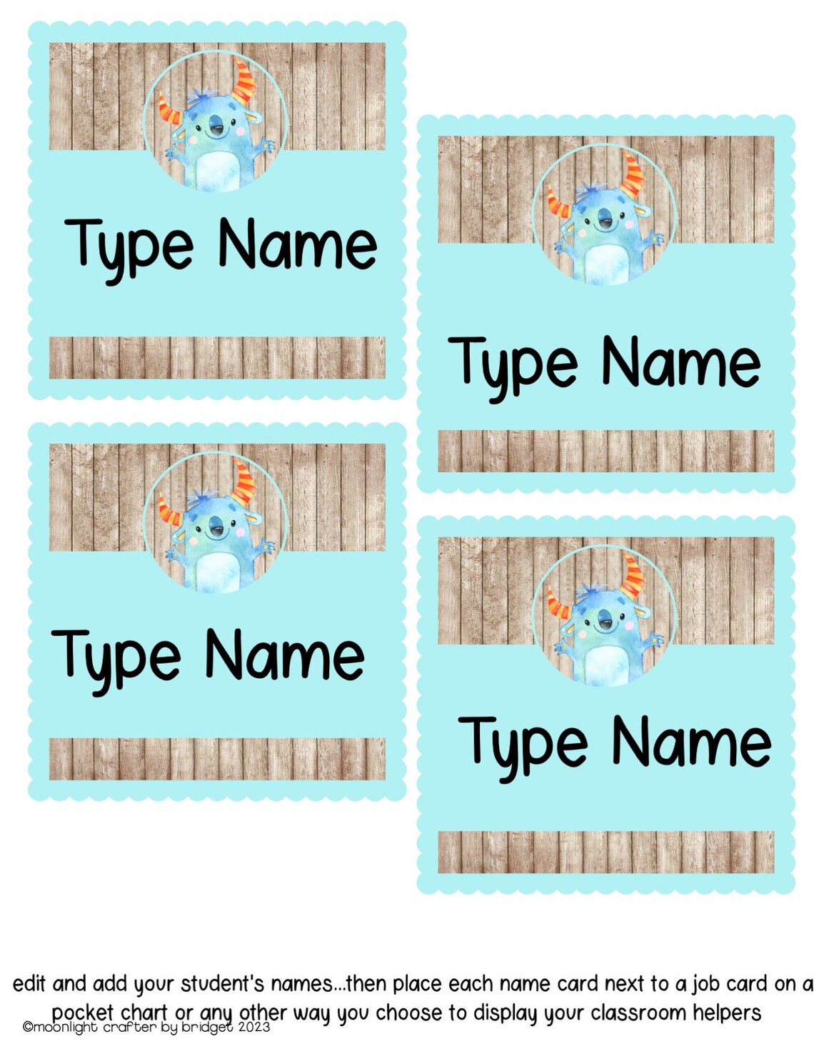 Monster Cuties Classroom Helpers/job Chart With EDITABLE Name Cards ...