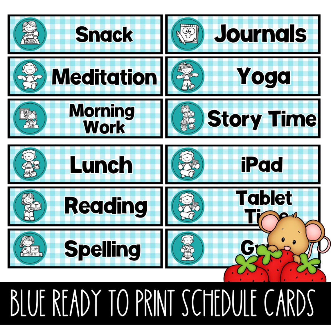 Editable Classroom Schedule Cards Berry Sweet Theme - Etsy