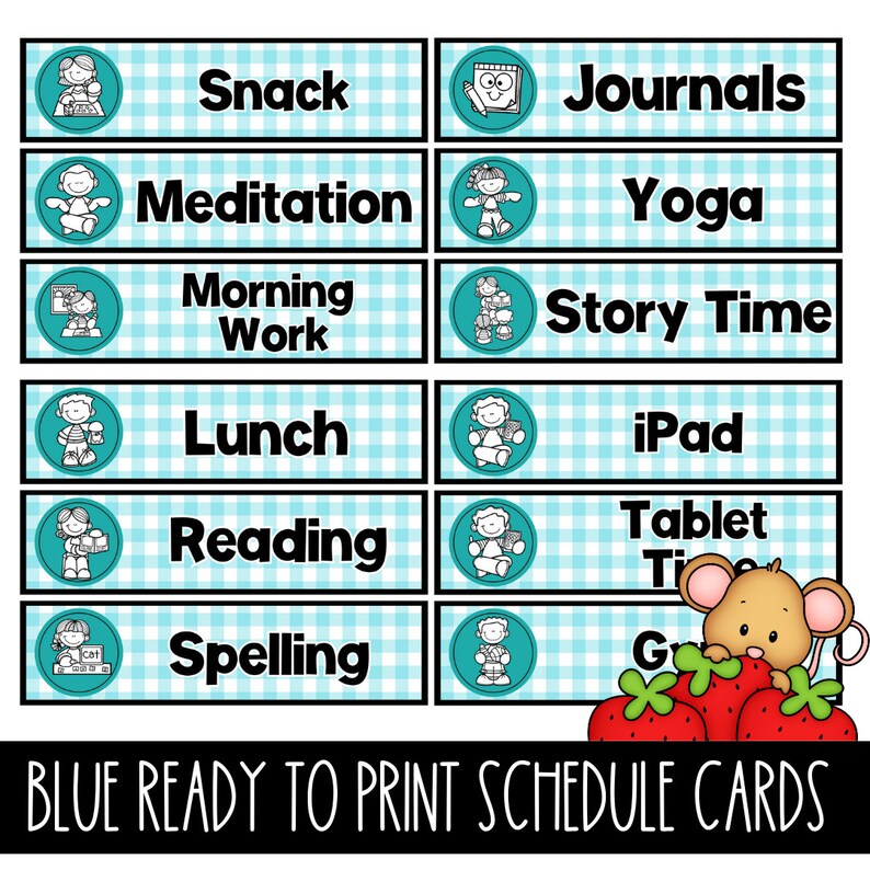 Editable Classroom Schedule Cards Berry Sweet Theme - Etsy