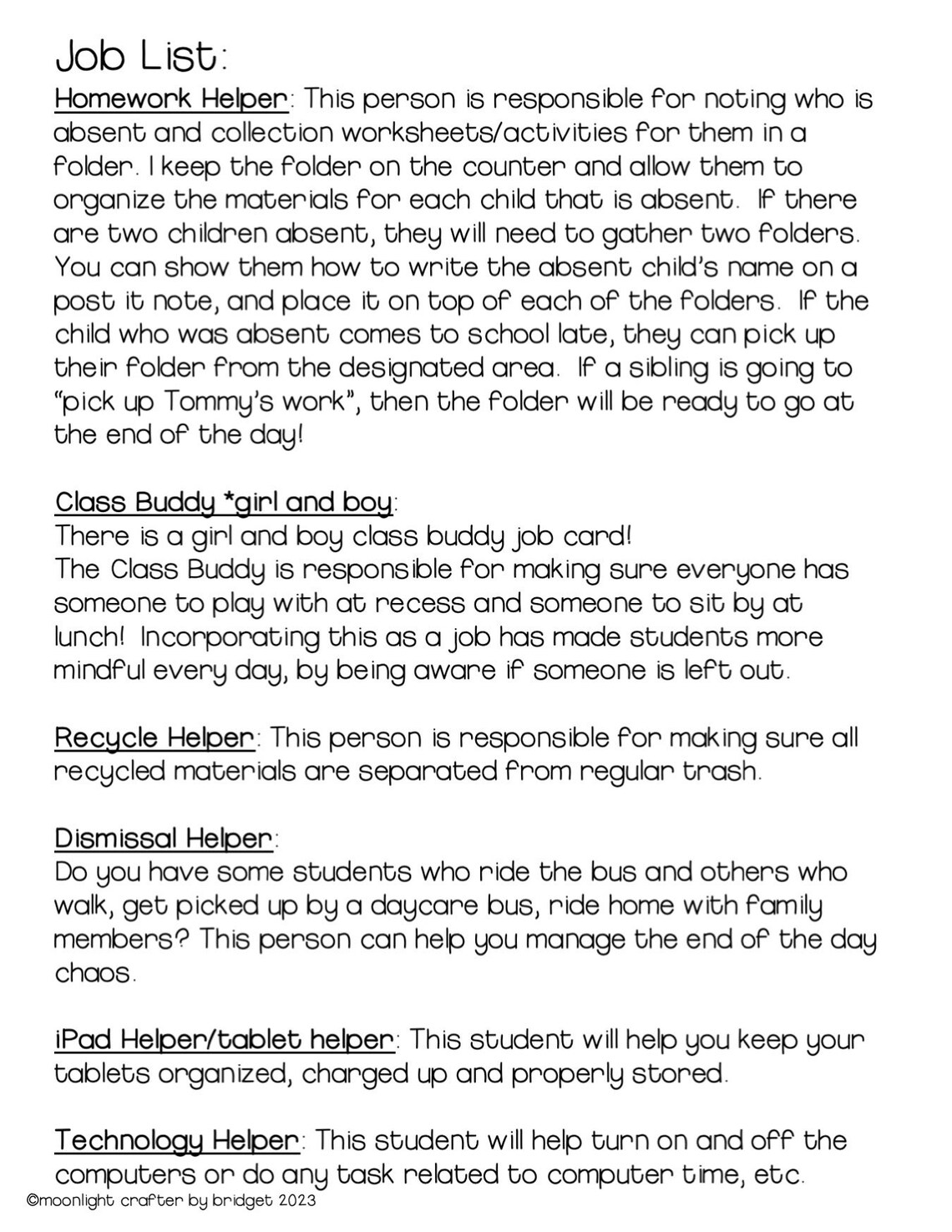 Monster Cuties Classroom Helpers/job Chart With EDITABLE Name Cards ...