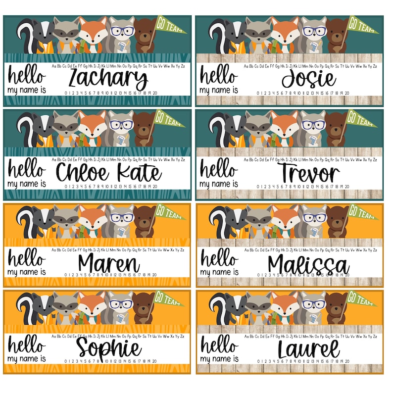 Woodland School Name Labels/ Desk Plates EDITABLE - Etsy