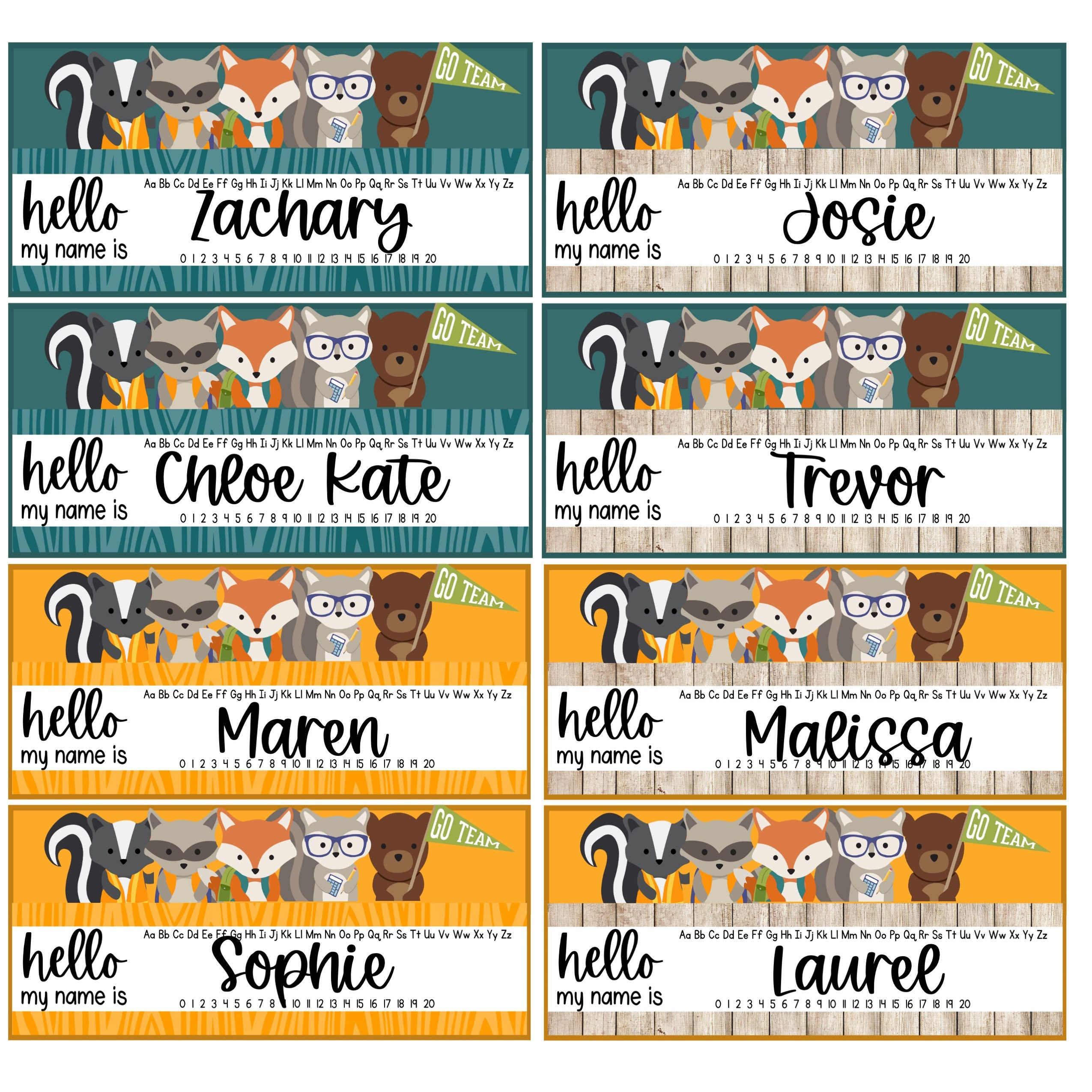Woodland School Name Labels/ Desk Plates EDITABLE - Etsy