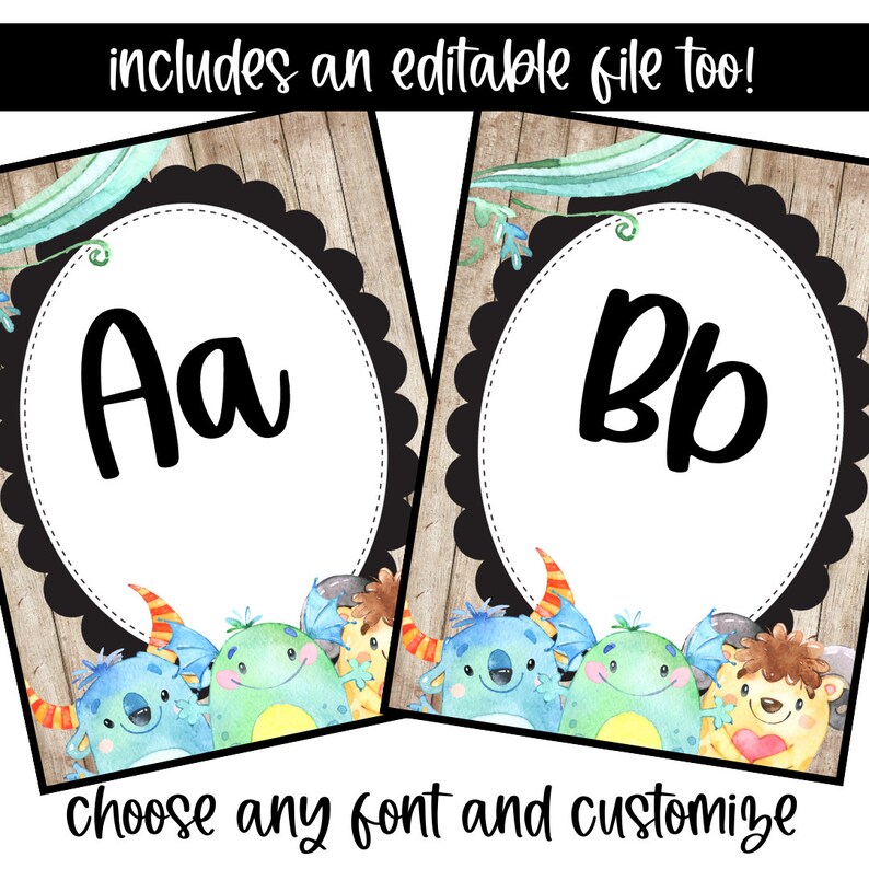 Monster Cuties EDITABLE and Ready to Print Alphabet Posters - Etsy