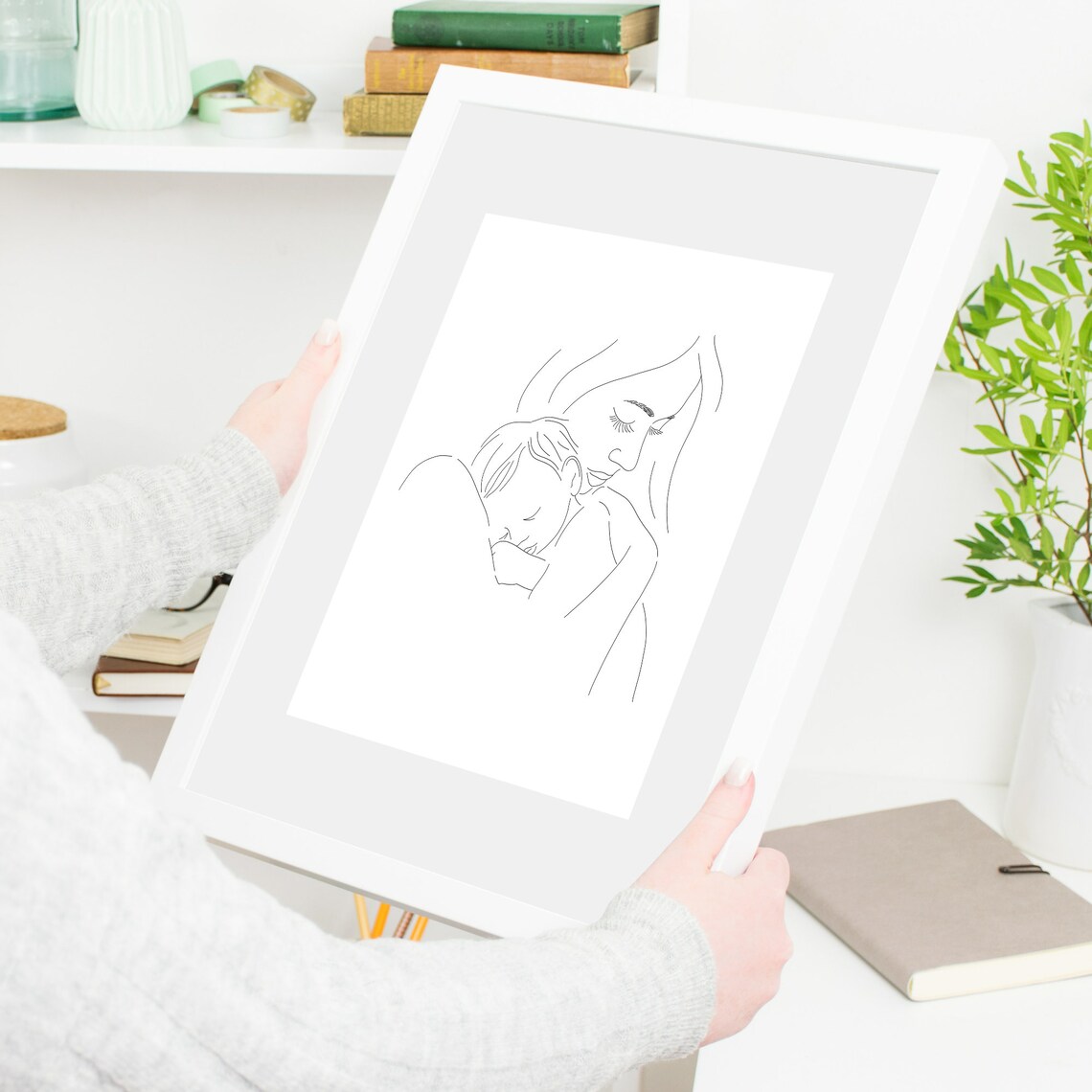Printable Illustration Mother Holding Baby Line Art - Etsy