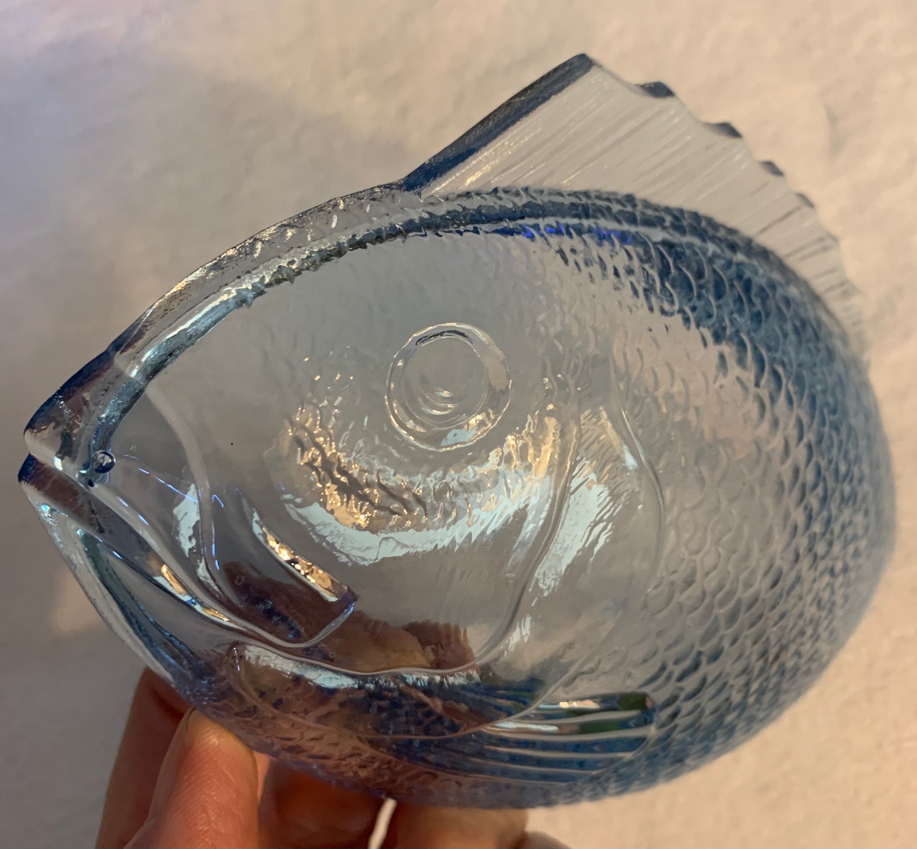 Vintage Fish-shaped Blue Glass Covered Dish - Etsy