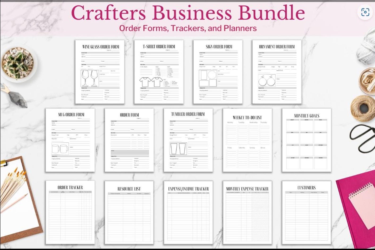 Printable Craft Business Bundle, Craft Fair Order Forms, Business ...