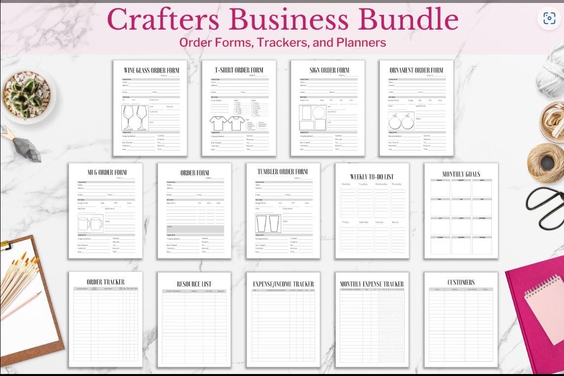 Printable Craft Business Bundle, Craft Fair Order Forms, Business ...