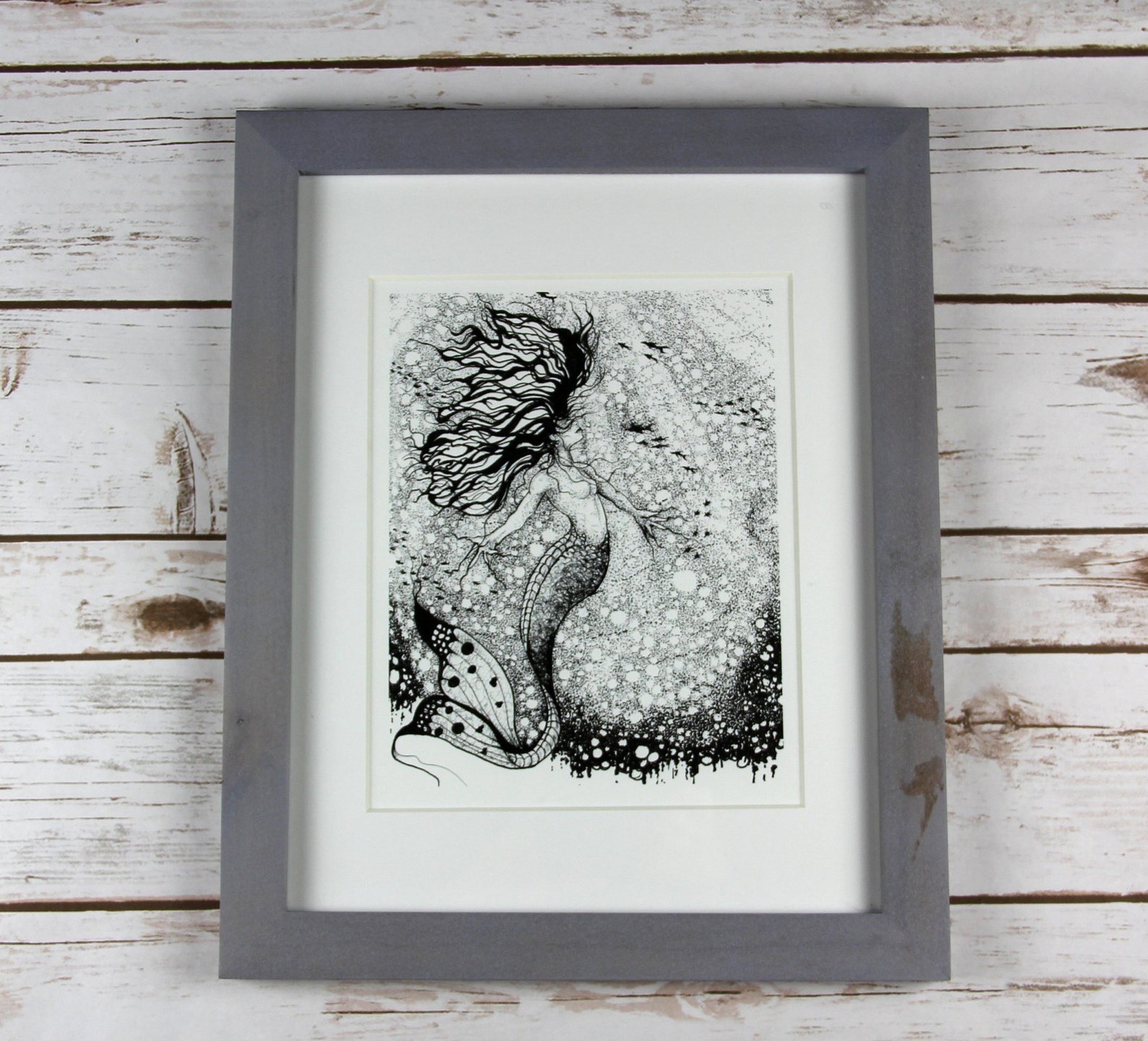 Mermaid Art Print Mythical Creatures 8x10 Original Art Pen & | Etsy