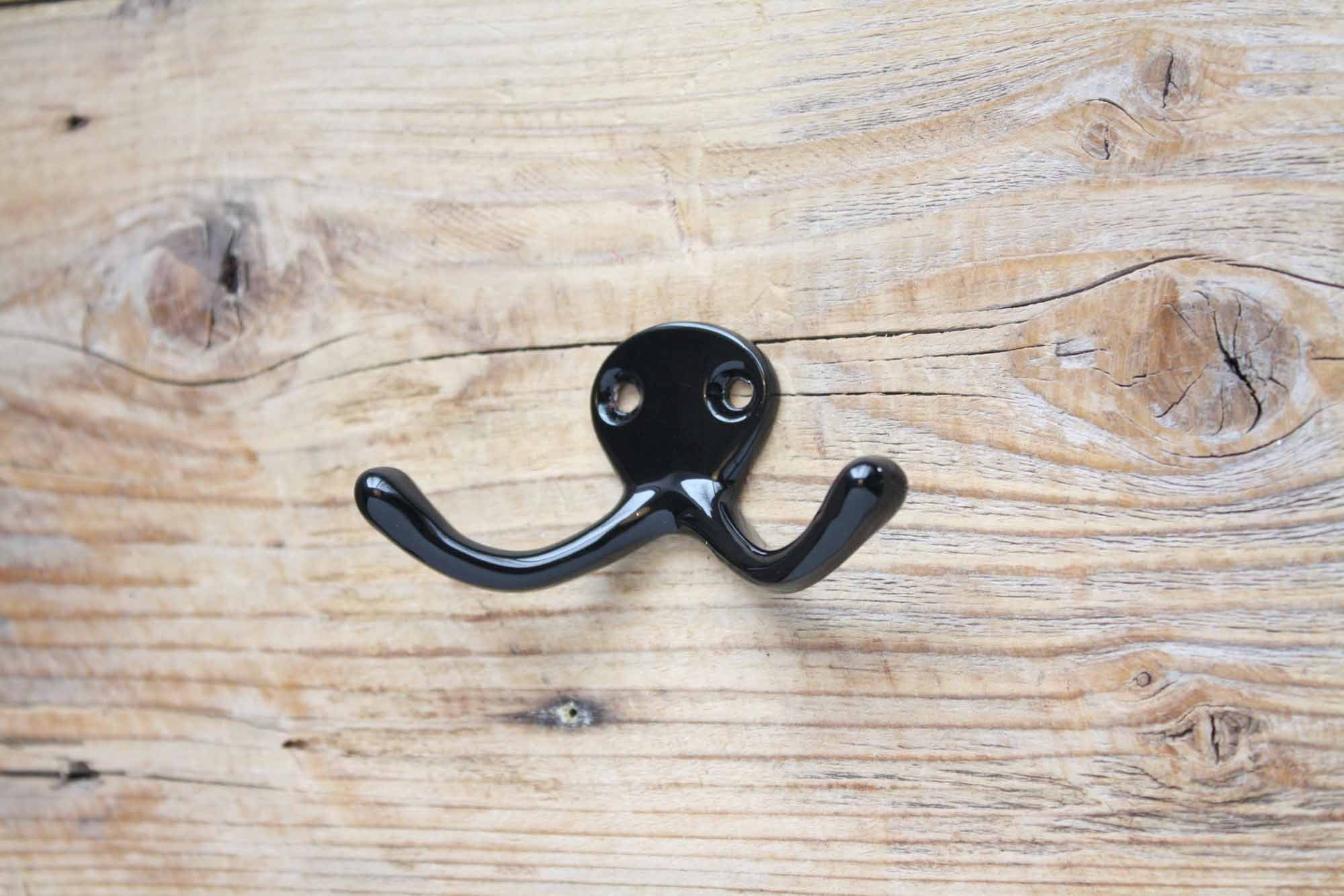Small Simple Double Hook Black Key or Coat Hooks | Etsy