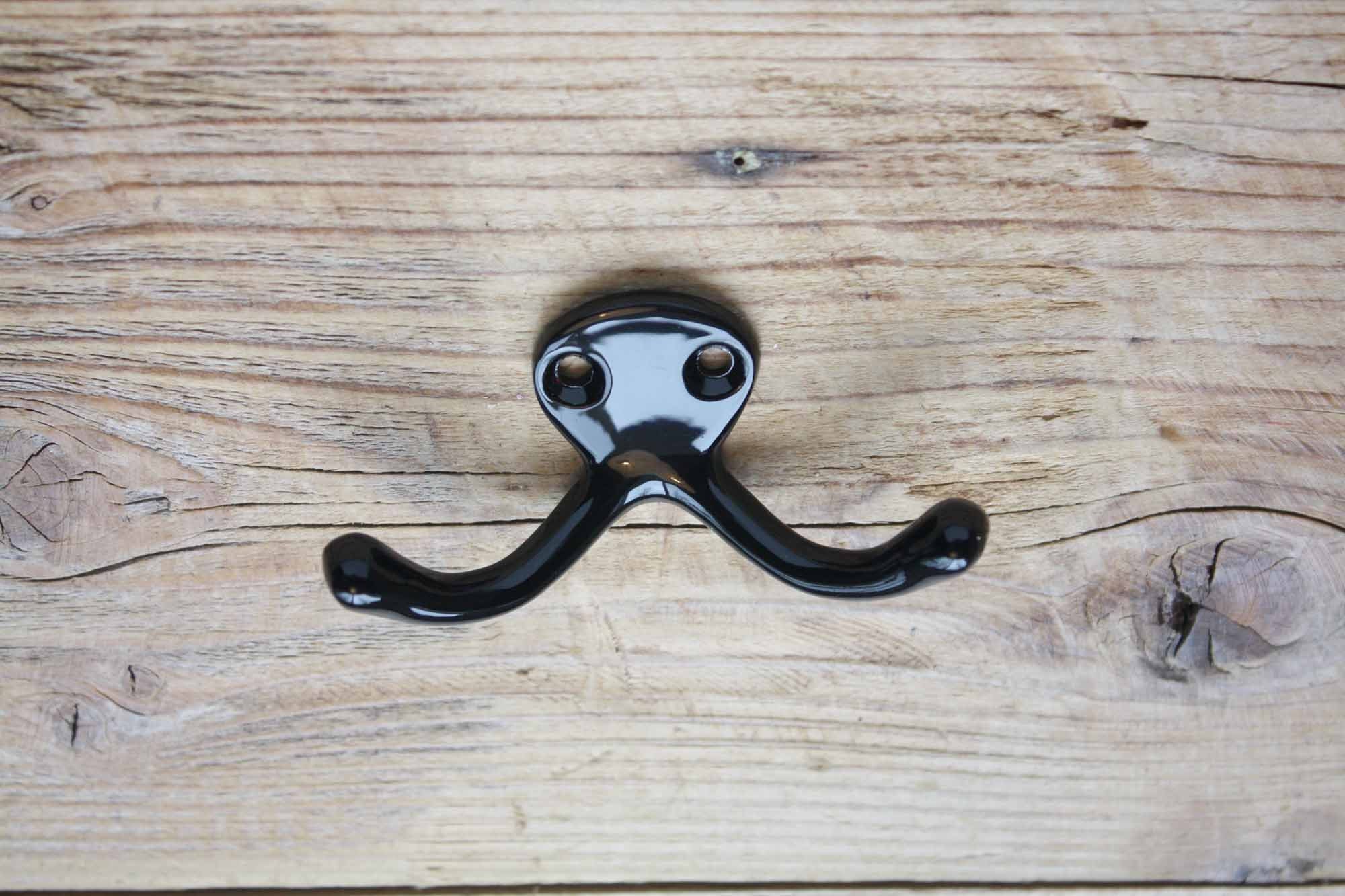 Small Simple Double Hook Black Key or Coat Hooks | Etsy
