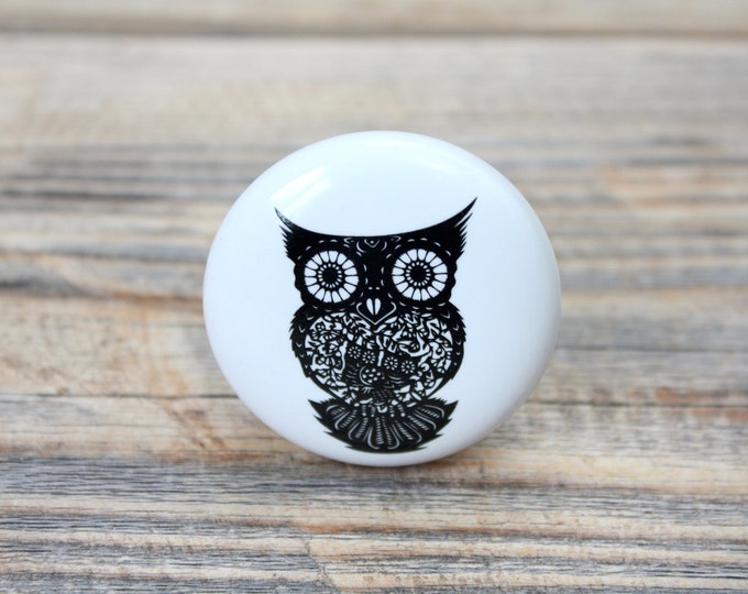 Owl Drawer Knob - Dresser Drawer Pull Handle - Ceramic Cupboard Door ...
