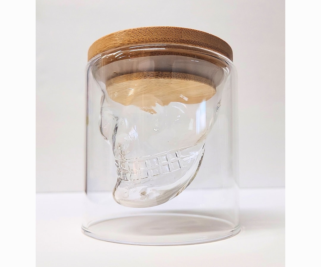 Skull Stash Jar - Creepy Day of the Dead Skeleton Halloween Container ...