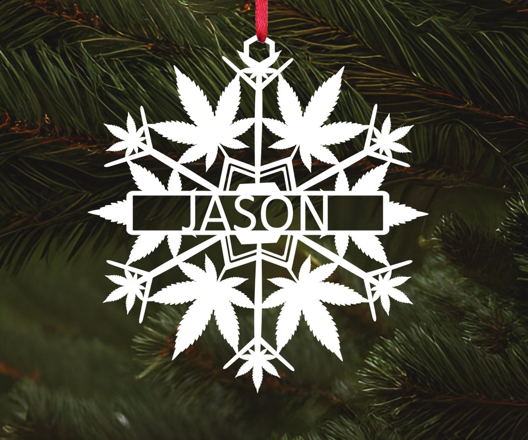 Personalized Marijuana Snowflake Ornament - Funny Customizable Wooden ...