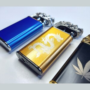 Personalized Dragon Lighter With Two Flames - Refillable Windproof ...