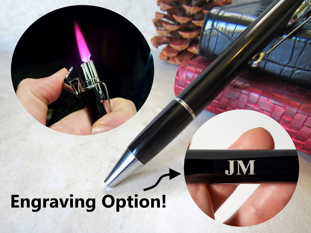 Personalized Ballpoint Pen Lighter Red or Green Flame - Etsy
