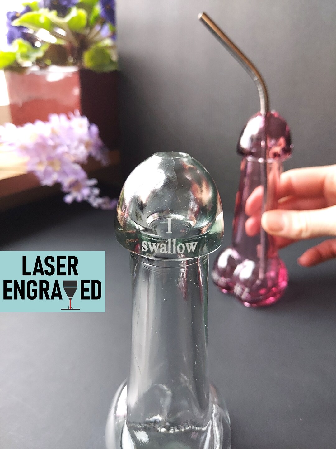 Penis Shaped Shot Glass "i Swallow" - Funny Laser Engraved Dick Prank ...